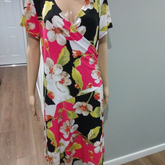 JM Collection | Dresses | Jm Collections Lime Greenfushsia Floral ...